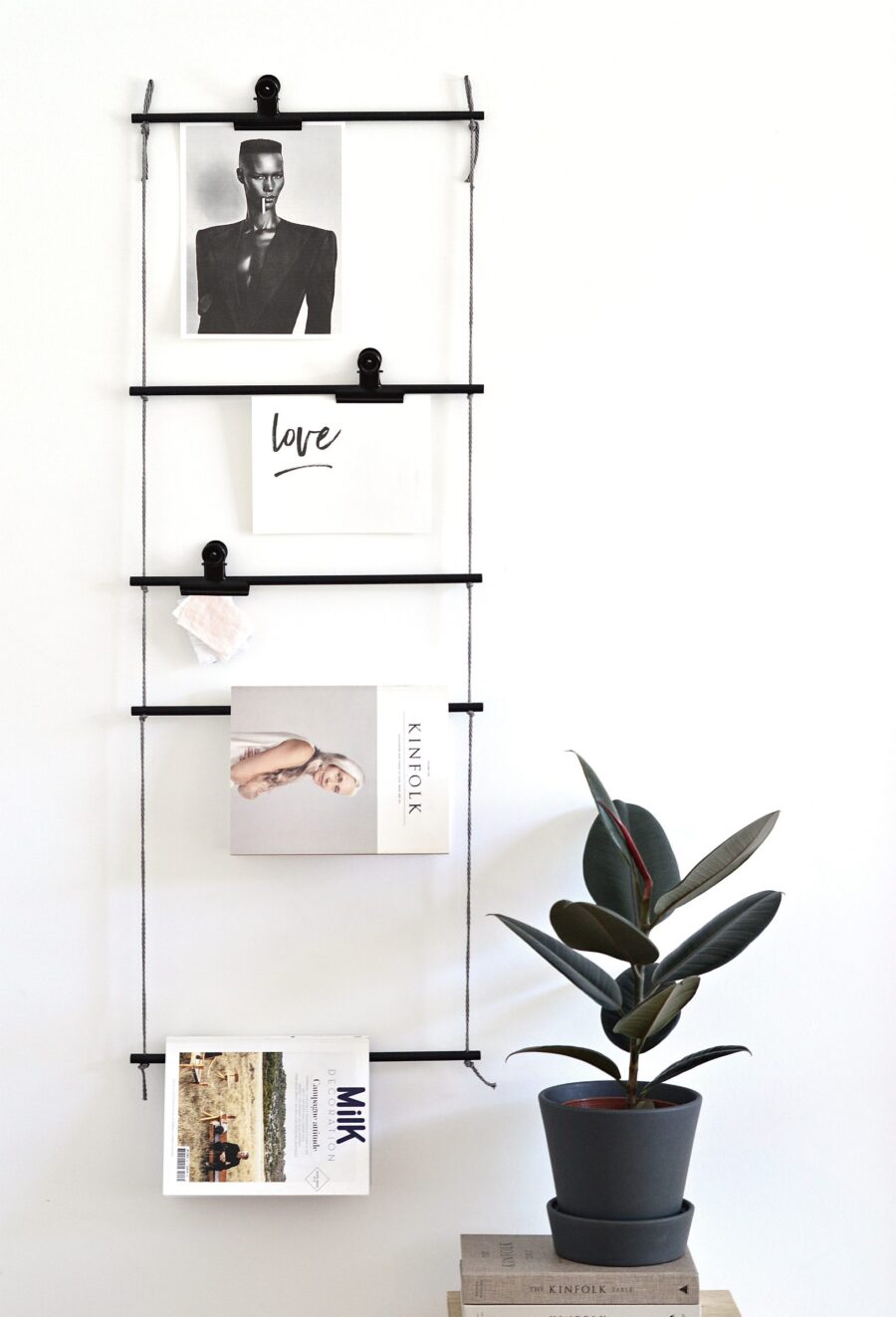 Display your art (and more) on this DIY hanging dowel ladder - DIY home ...