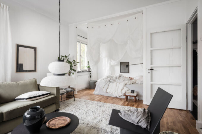 Home Tour | stylish Scandi studio apartment in warm monochromes - DIY ...