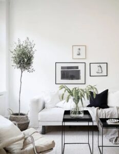 3 striking colour combinations with white walls (in neutral tones)